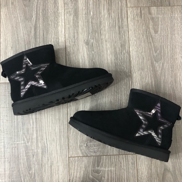 UGG | Shoes | Ugg Classic Mini Star Black Boots 8 | Poshmark